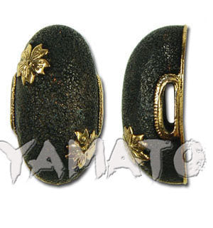 Yamato Budogu | Made in Japan Fuchi Kashira - Higo Sakura Black Small